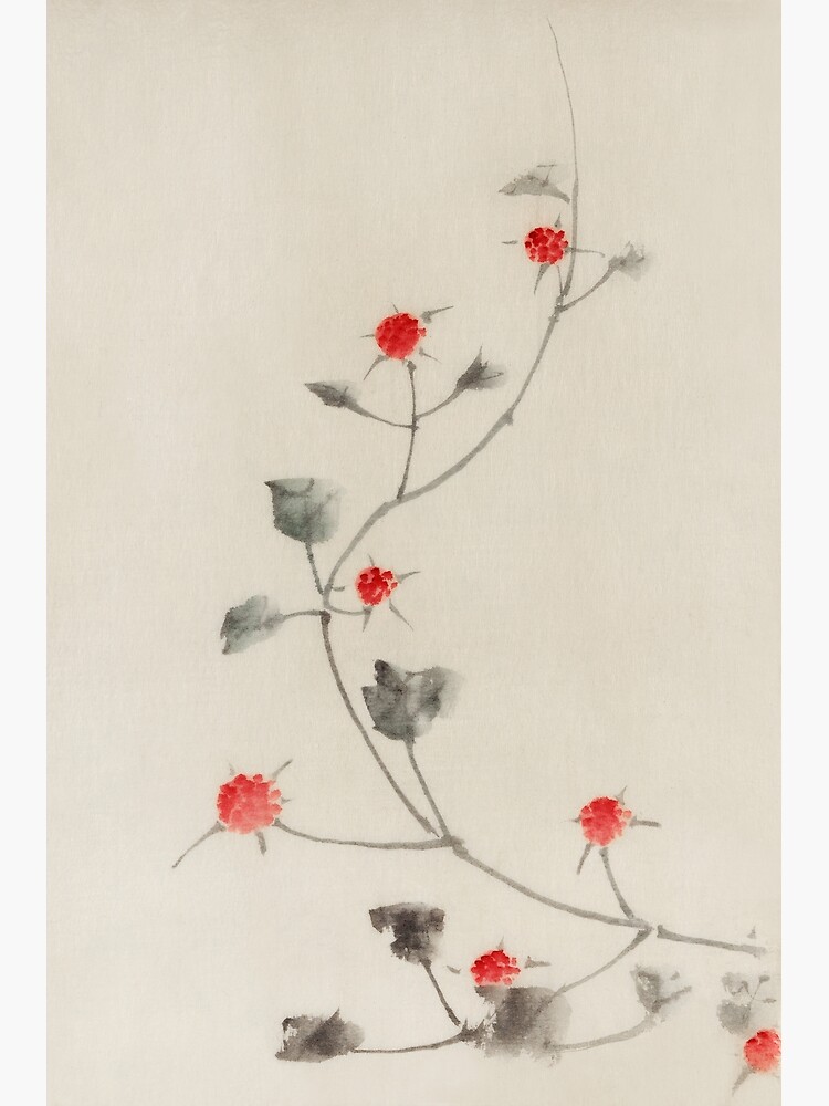 Poster « Petites fleurs rouges sur une vigne par Katsushika Hokusai ...