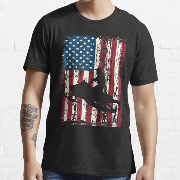 "Distressed American Flag Snowmobiling Sled Snowmobile Rider" T-shirt ...