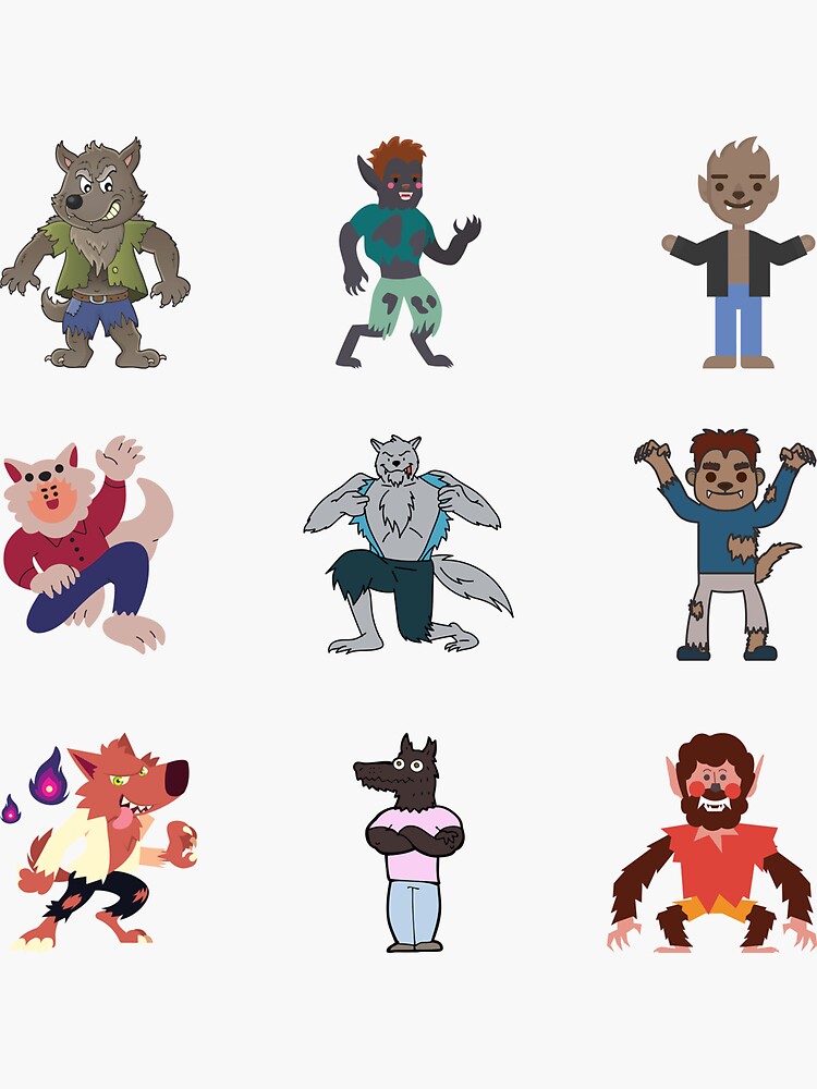 "Cute Werewolves Sticker Pack" Sticker for Sale by Caregiverology ...