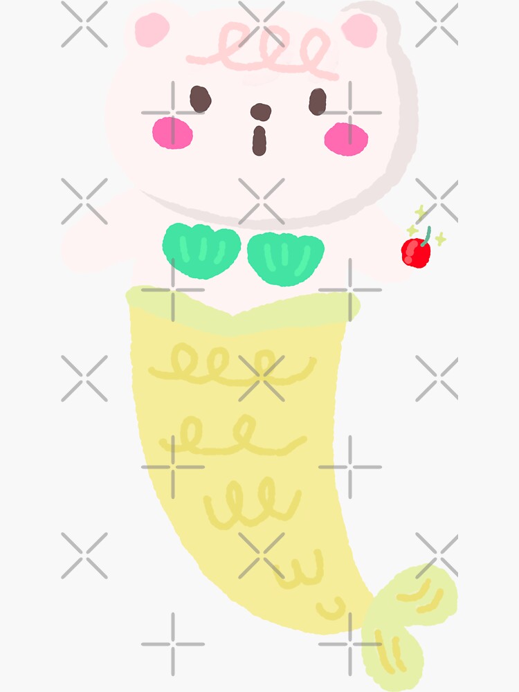 "So Cute Yellow Little Bear Mermaid" Sticker for Sale by TWO-EIGHT-ONE ...