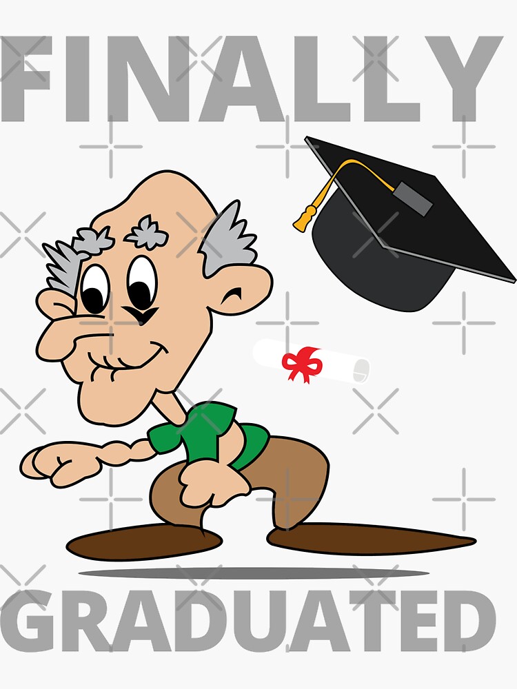 "Finally Graduated." Sticker for Sale by JockArts | Redbubble