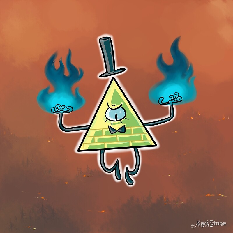 "Bill Cipher - Burn (with background)" by Keri Stone | Redbubble