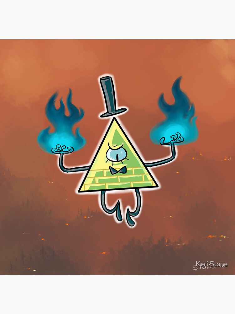 "Bill Cipher - Burn (with background)" Sticker by KStoneArt | Redbubble