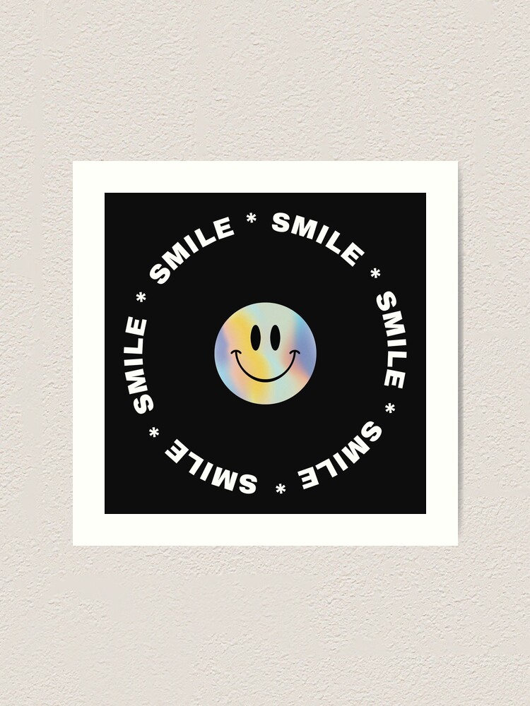 "Holo Smiley Face Sticker (Black)" Art Print for Sale by PrintMan11 ...