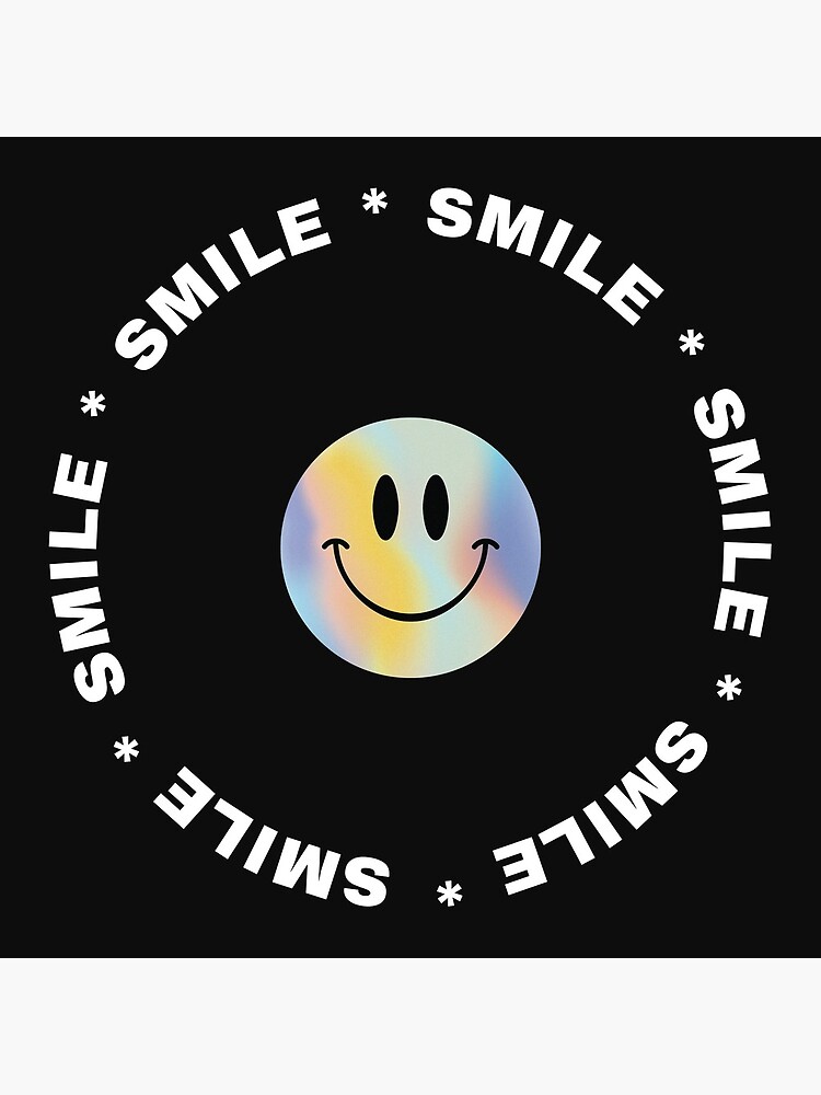 "Holo Smiley Face Sticker (Black)" Art Print for Sale by PrintMan11 ...