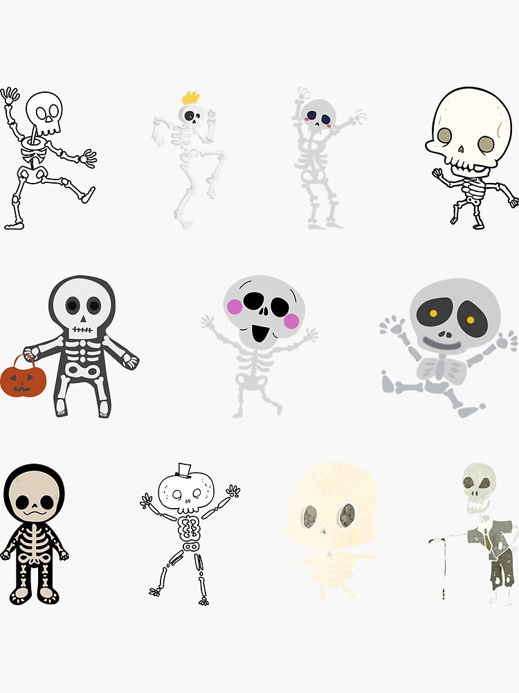 "Cute Skeletons Sticker Pack" Sticker for Sale by Caregiverology ...