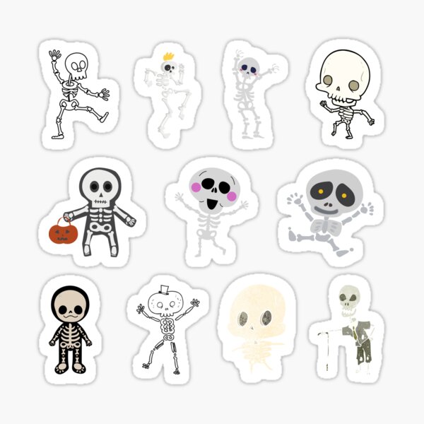 "Cute Skeletons Sticker Pack" Sticker for Sale by Caregiverology ...
