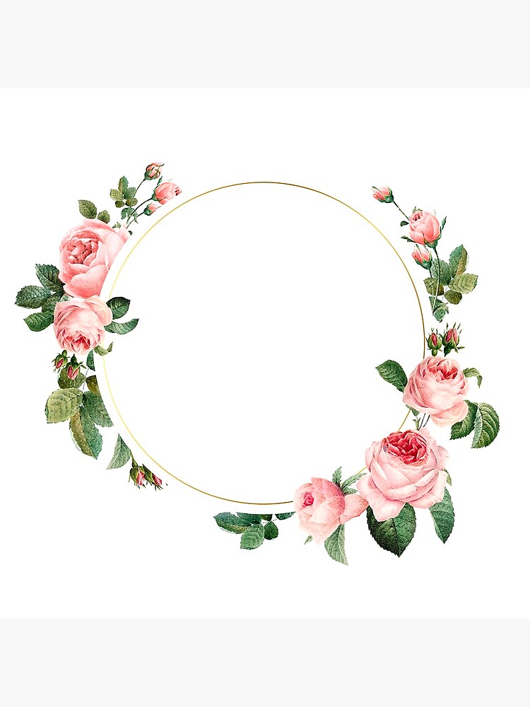 "Blank round pink roses frame vector on white background" Sticker by world51 | Redbubble