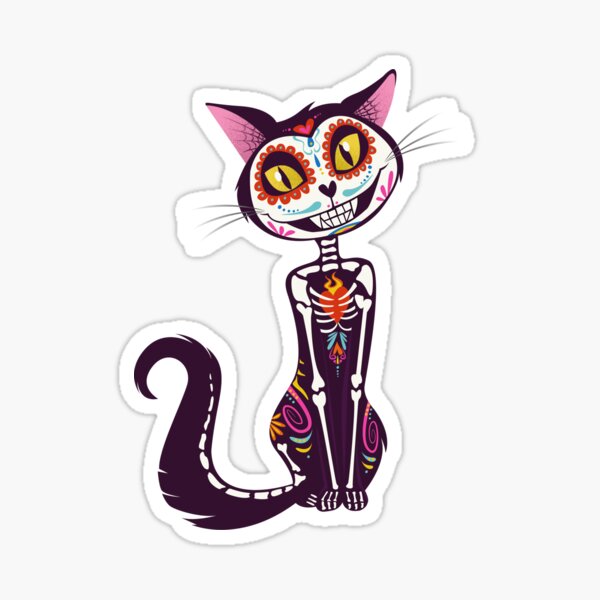 "Day of the dead cat sticker" Sticker for Sale by Stickerfixation ...