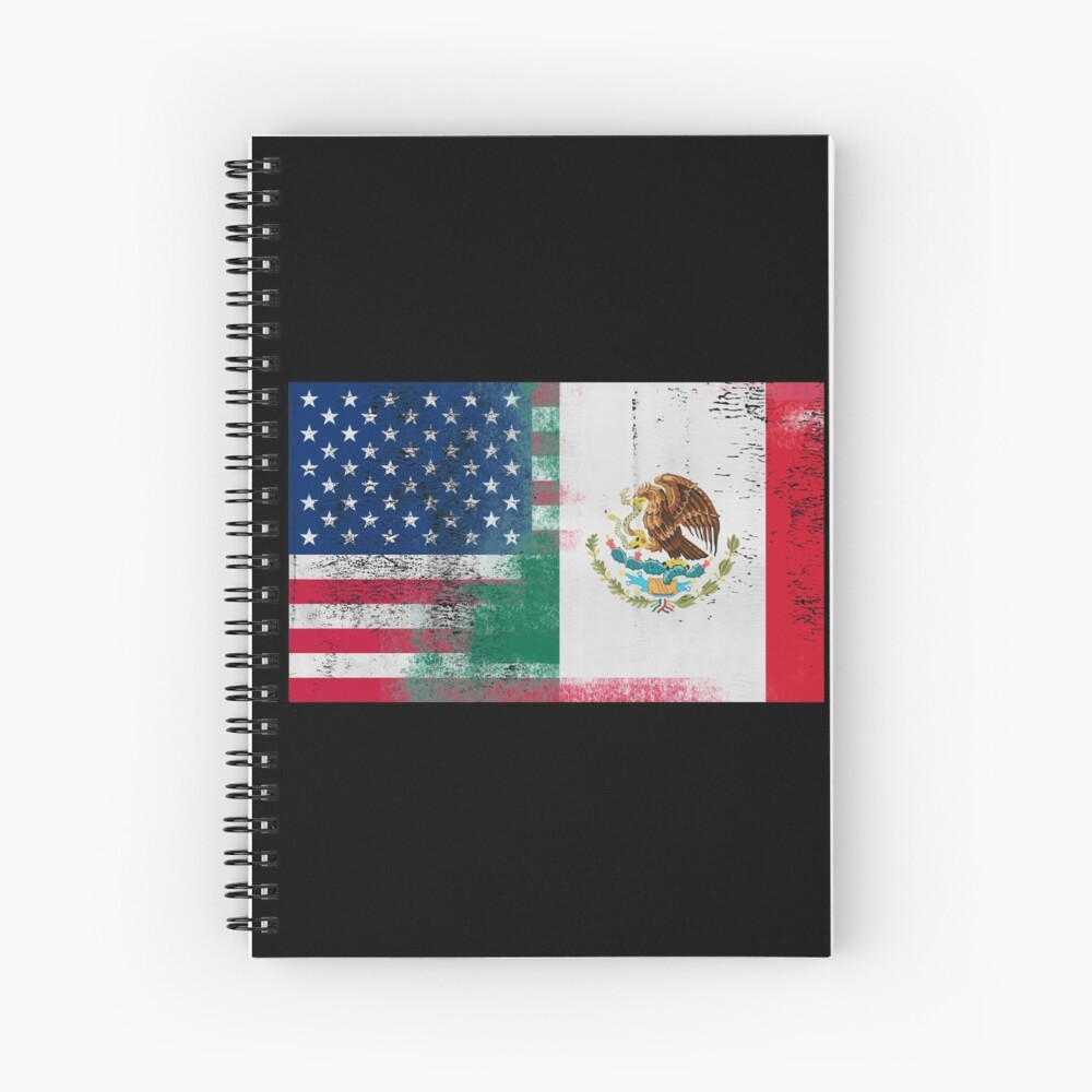 "Mexican American Half Mexico Half America Flag" Spiral Notebook by ...