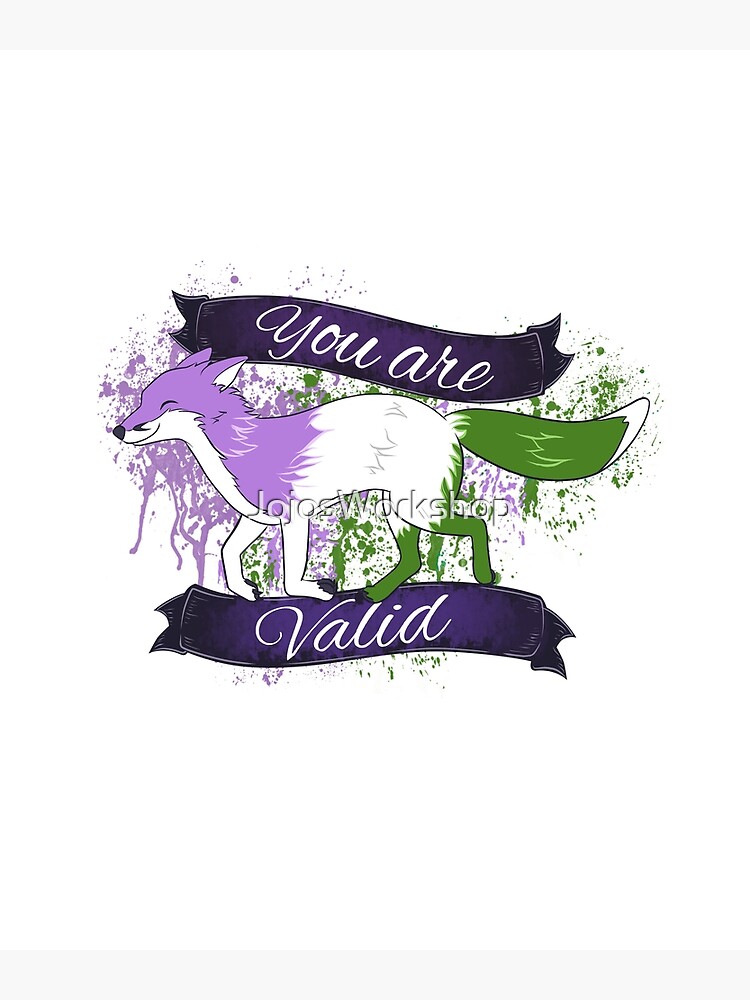 "Genderqueer - You are valid Flag Fox" Greeting Card for Sale by ...