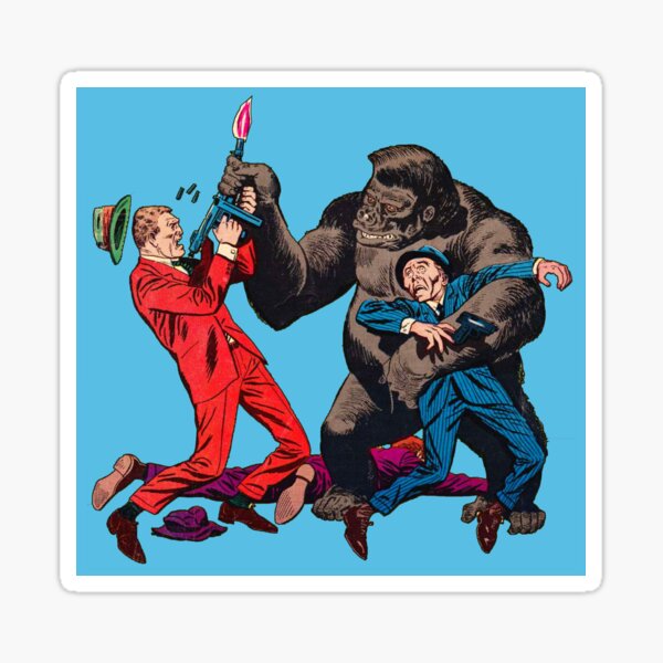 "Vintage Gorilla Gangster Retro Villain Monkey Gift" Sticker by ...