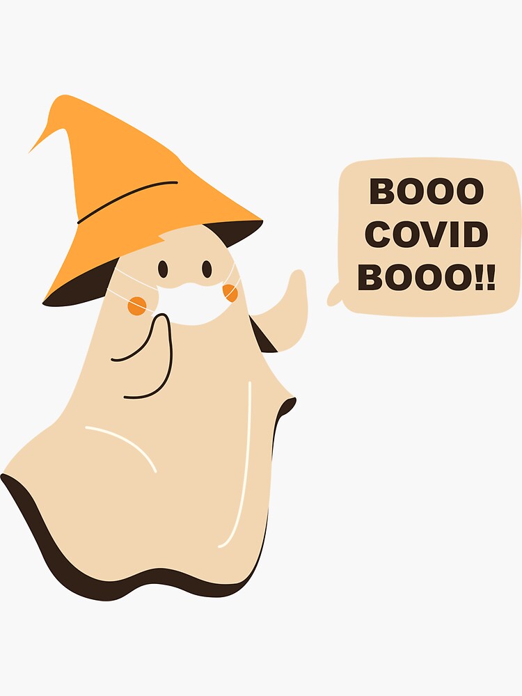 "Boo covid boo-halloween spooky ghost " Sticker by icecubecrepe | Redbubble