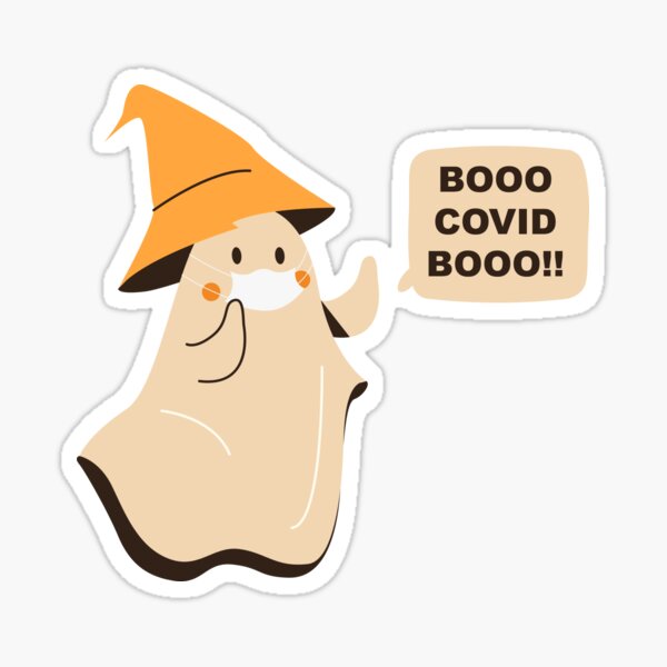 "Boo covid boo-halloween spooky ghost " Sticker by icecubecrepe | Redbubble