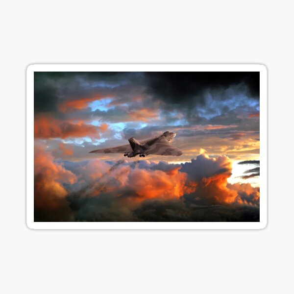 "Crimson Vulcan" Sticker by aviationart | Redbubble