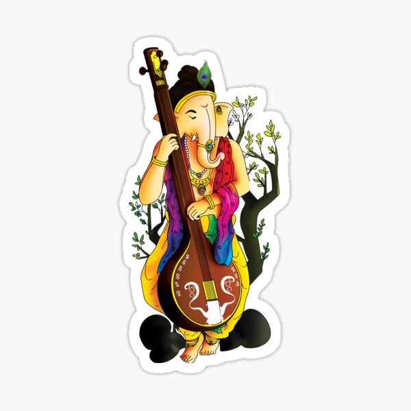 "Ganesha : Veena Vadak" Sticker for Sale by ramanandr | Redbubble