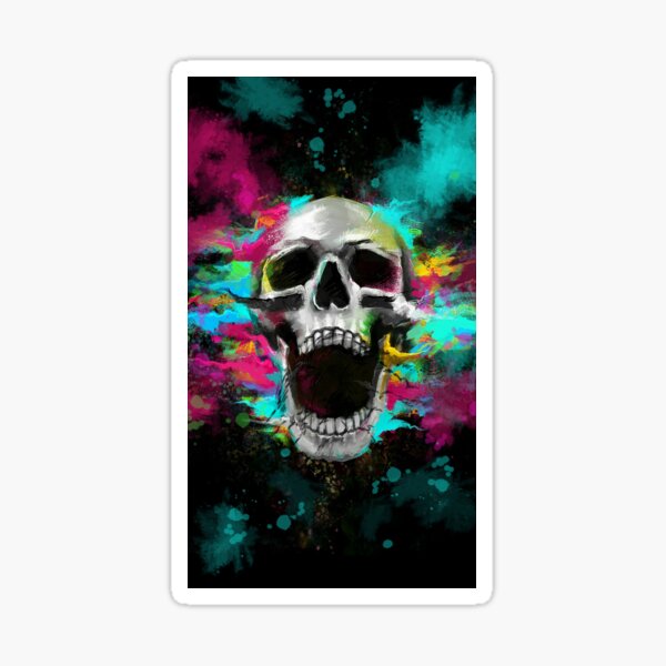 "Skull design with splash of colors" Sticker for Sale by adriandatcu90 ...