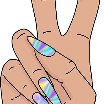 " Peace sign hand with holograph nails" Sticker for Sale by savanamms6 ...