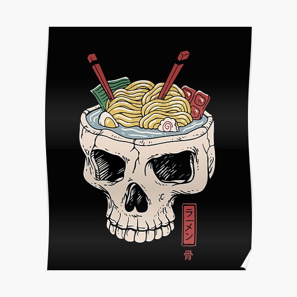 "Kawaii Japanese Anime Skeleton Ramen" Poster for Sale by Azhastor ...