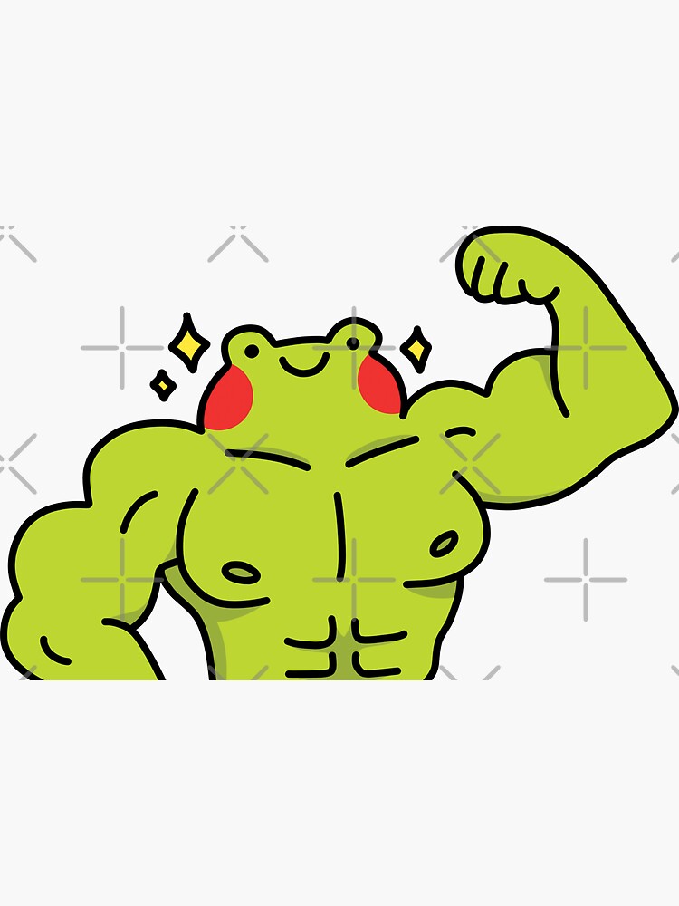 "Muscular frog" Sticker for Sale by Nikamii | Redbubble