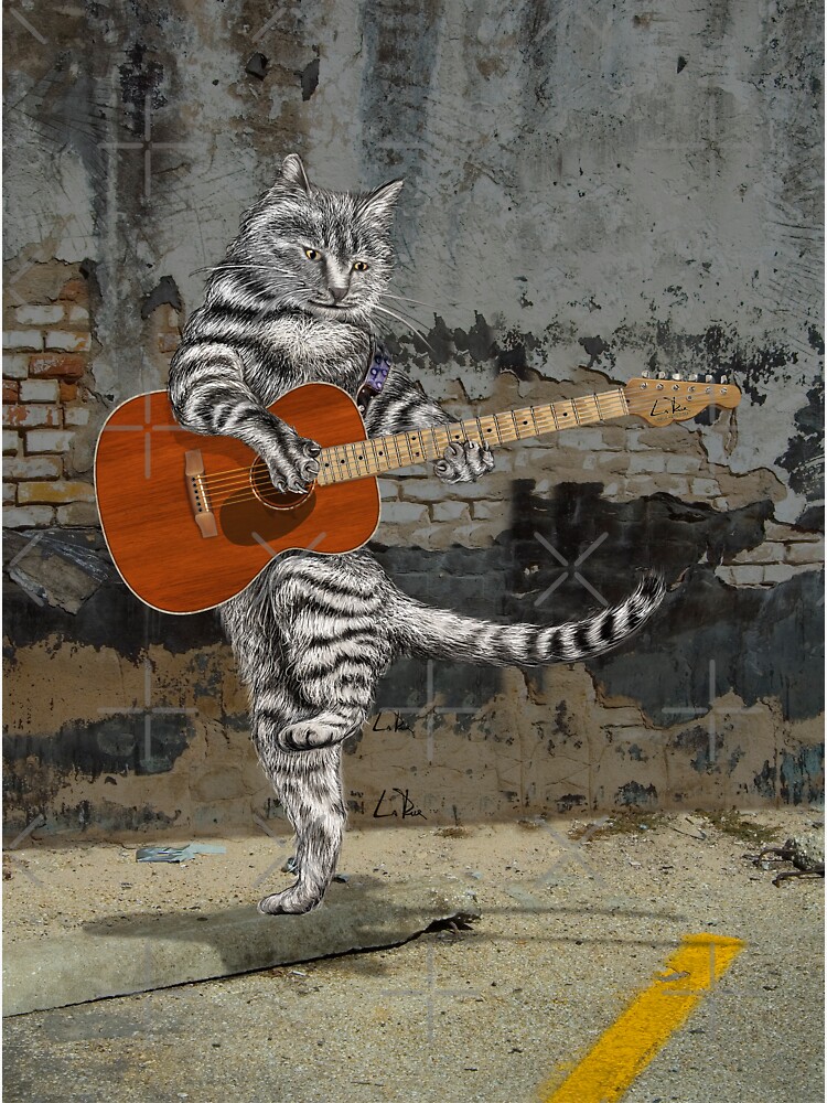 "Acoustic Cat " Sticker for Sale by oz10 | Redbubble