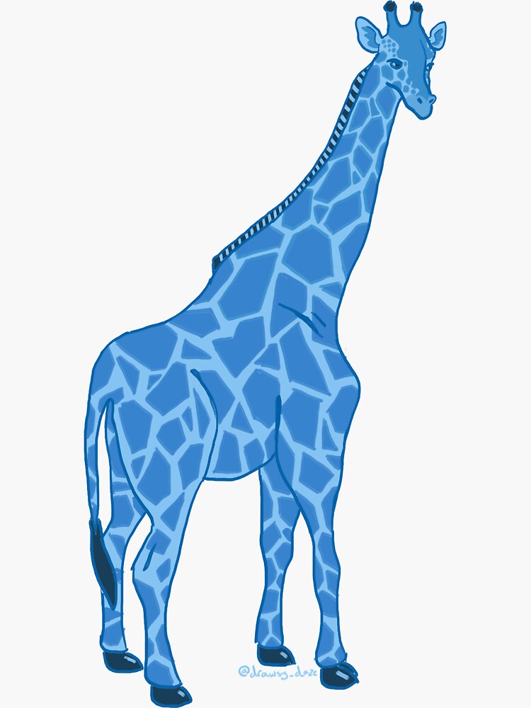"Blue Giraffe" Sticker by drawsydaze | Redbubble