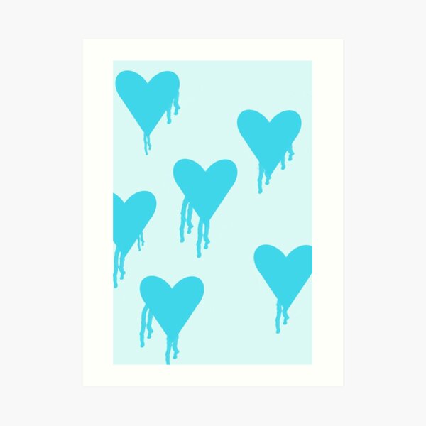 "Blue Drippy Hearts" Art Print for Sale by Margeauxriehm | Redbubble