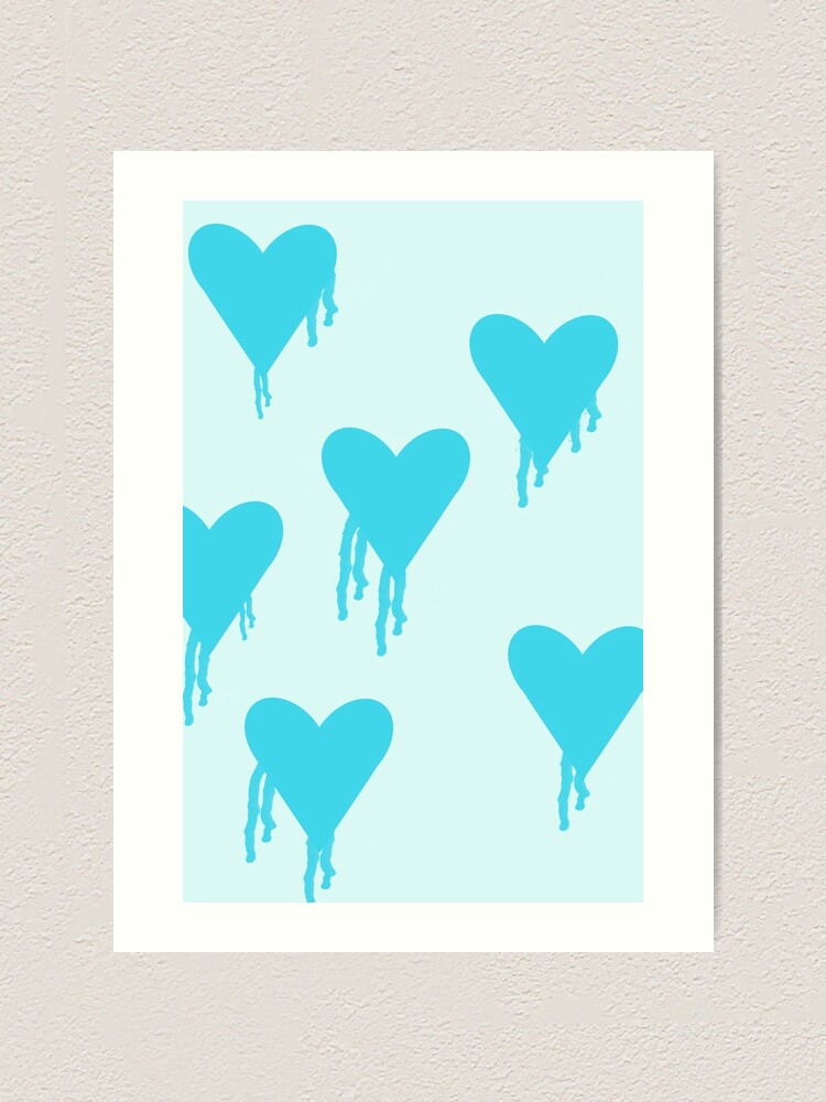 "Blue Drippy Hearts" Art Print for Sale by Margeauxriehm | Redbubble