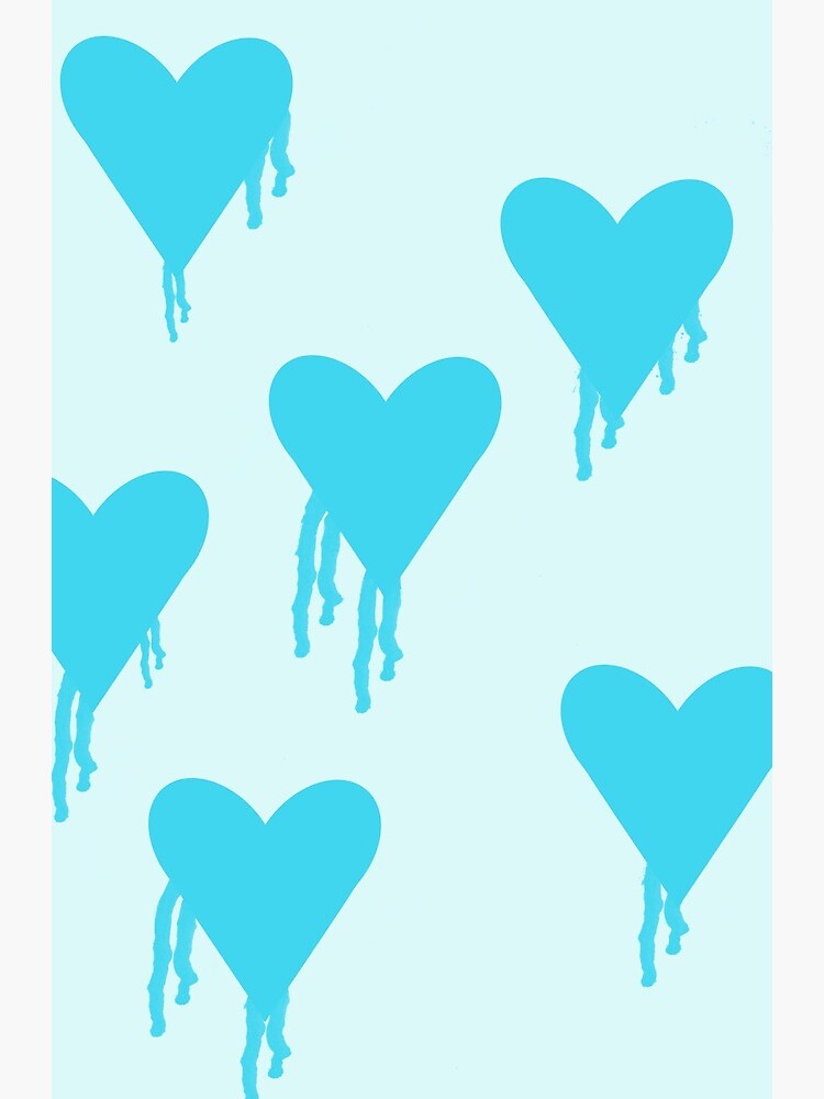 "Blue Drippy Hearts" Art Print for Sale by Margeauxriehm | Redbubble