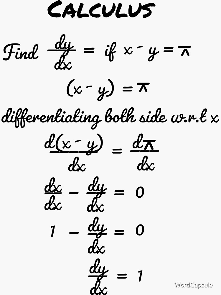 Pegatina «Cálculo calculado dy / dx clase de matemáticas» de ...