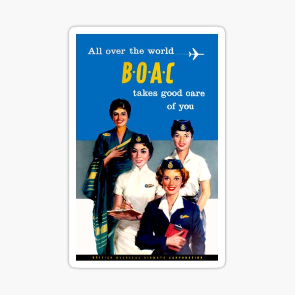 "UK BOAC Airline - 1950 - Vintage Travel" Sticker for Sale by Culturio ...