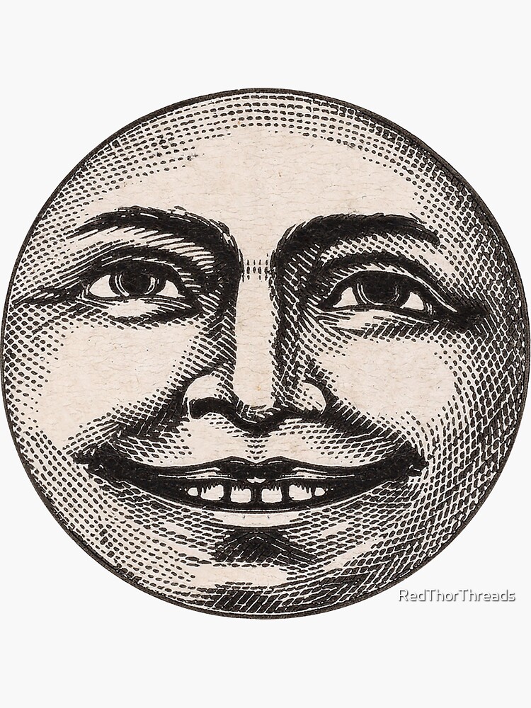 "Man in the Moon Face" Sticker for Sale by RedThorThreads | Redbubble