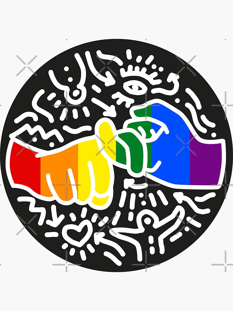 "ASL sign for Friend -Pop Art Style Rainbow" Sticker by vashchen ...