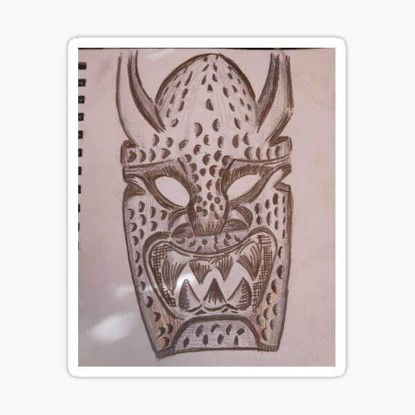 "Carved Wooden Mask Illustration by Patrick Callan" Sticker for Sale by ...