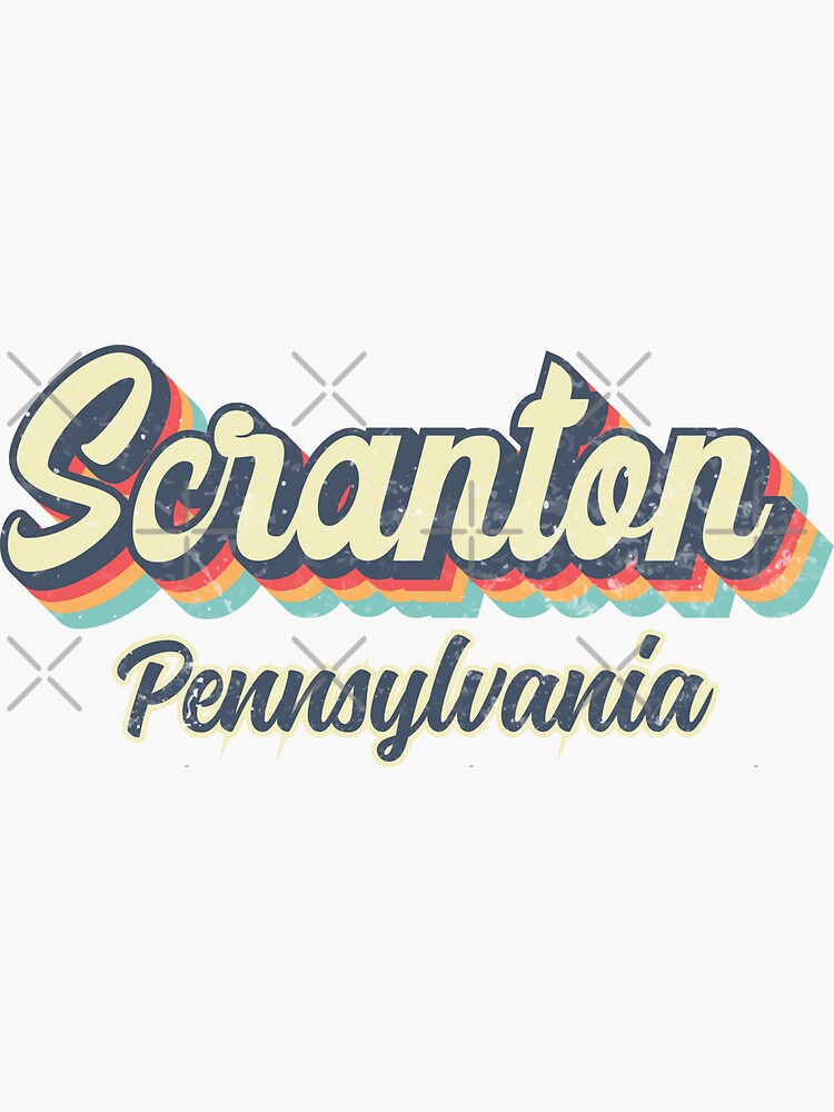 "Scranton City Pennsylvania Retro Vintage 70s rainbow" Sticker for Sale ...