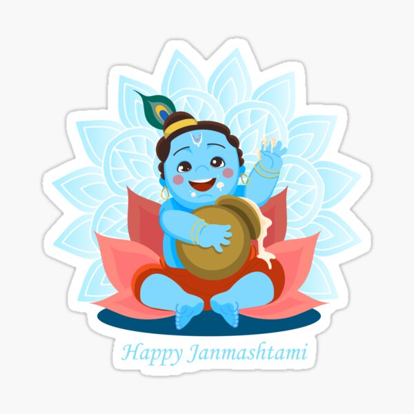 "Happy Janmashtami" Sticker for Sale by The-Creator-- | Redbubble