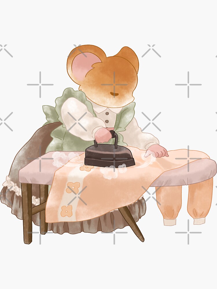 "Cottagecore Mouse Ironing Vintage Cottagecore Dress with Vintage Iron ...