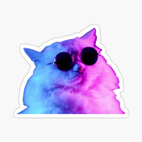 "Cool Cat blue Neon glasses" Sticker for Sale by SanatJha | Redbubble