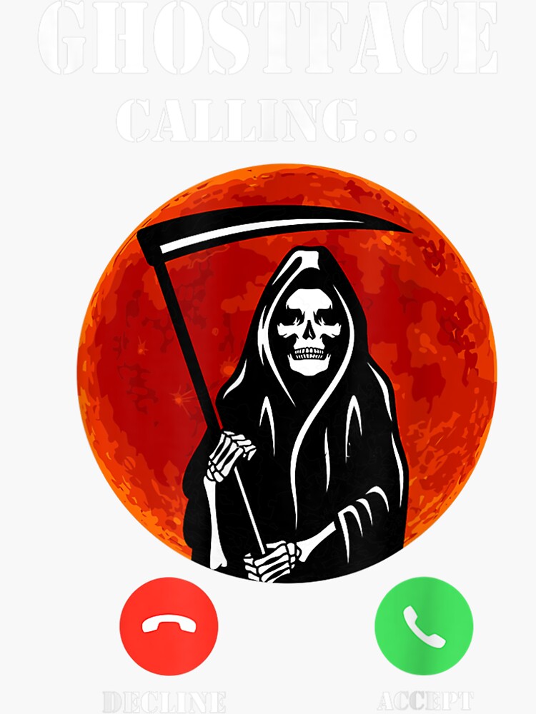 "Ghostface Calling Telephone Death Moon Red Scary" Sticker for Sale by ...