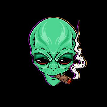 "alien smoking blunt weed" Sticker for Sale by Myrioter | Redbubble