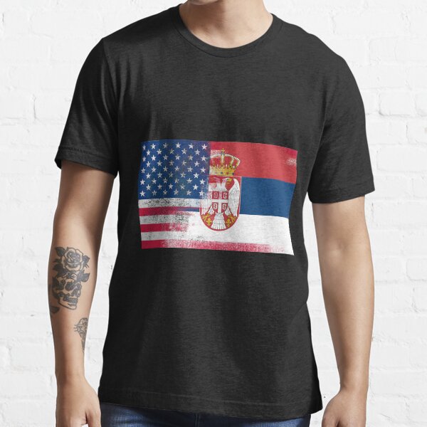 "Serbian American Half Serbia Half America Flag" T-shirt by ozziwar ...