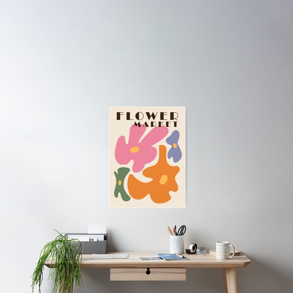 Poster « Imprimé marché aux fleurs, Imprimé rétro coloré, Décor ...