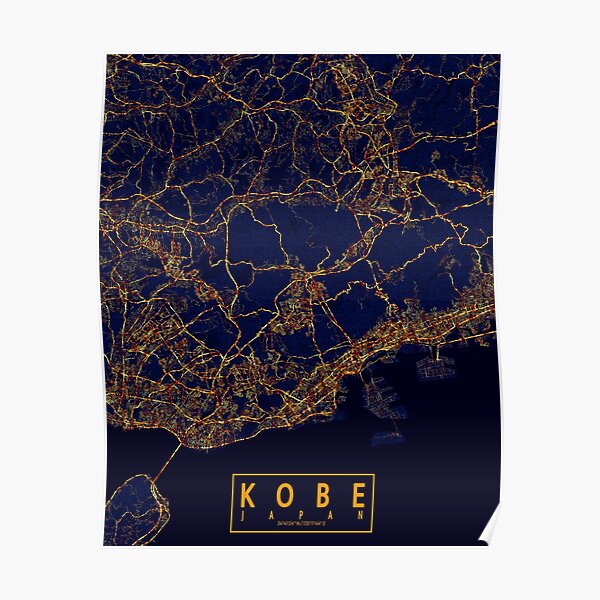 "Kobe, Japan Map - City At Night" Poster for Sale by deMAP | Redbubble