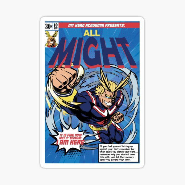 "MY HERO ACADEMIA (BNHA) ALL MIGHT COMIC " Sticker for Sale by ...
