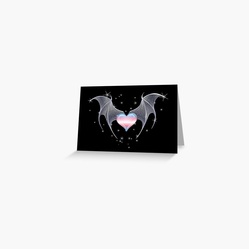 "Trans Pride Flag Heart with Gothic Bat Wings Transgender Goth ...
