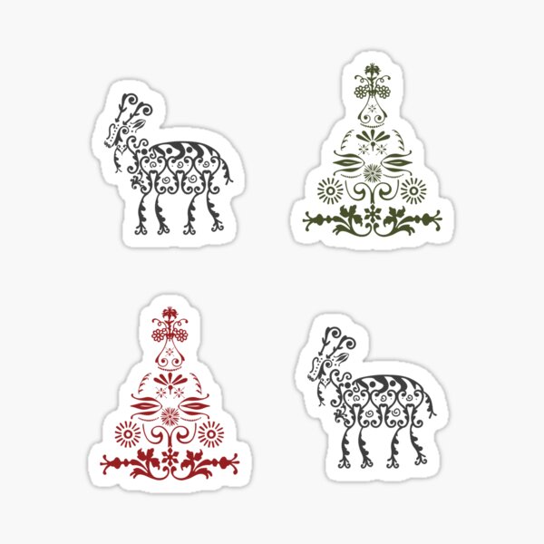 "Vintage Christmas Gothic Pagan Yule Goat Evergreen Tree Fair Isle ...