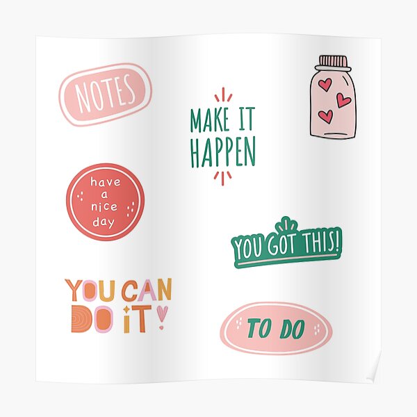"~ Aesthetic motivational sticker pack " Poster for Sale by sahereative ...