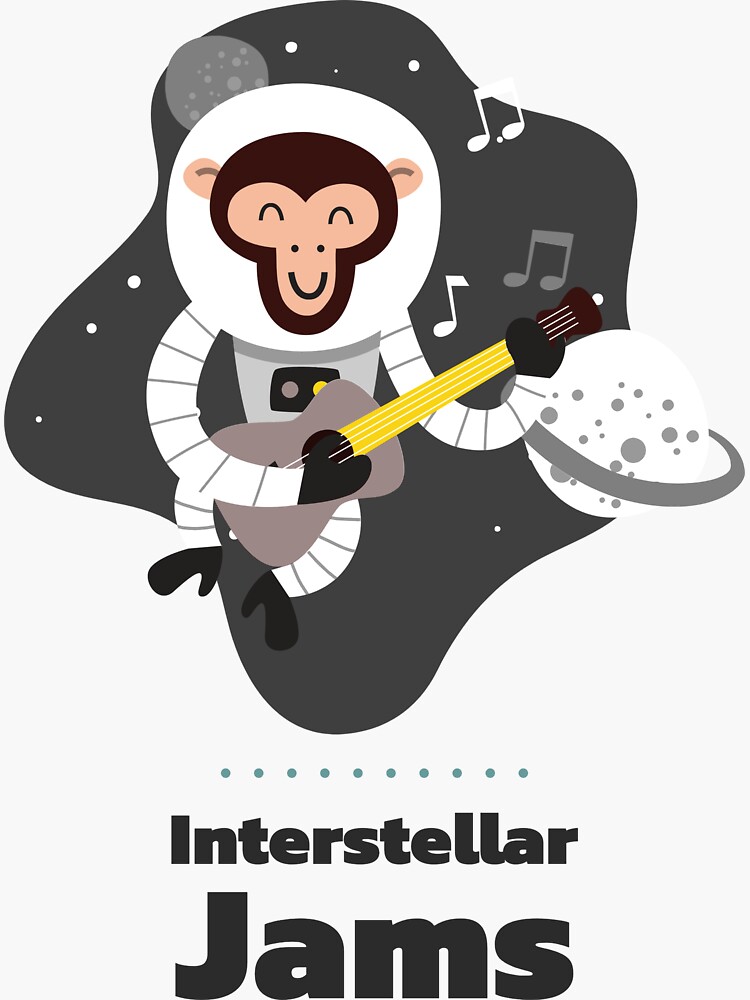 "Monkey Guitar Space Jam" Sticker for Sale by RD2-Designs | Redbubble