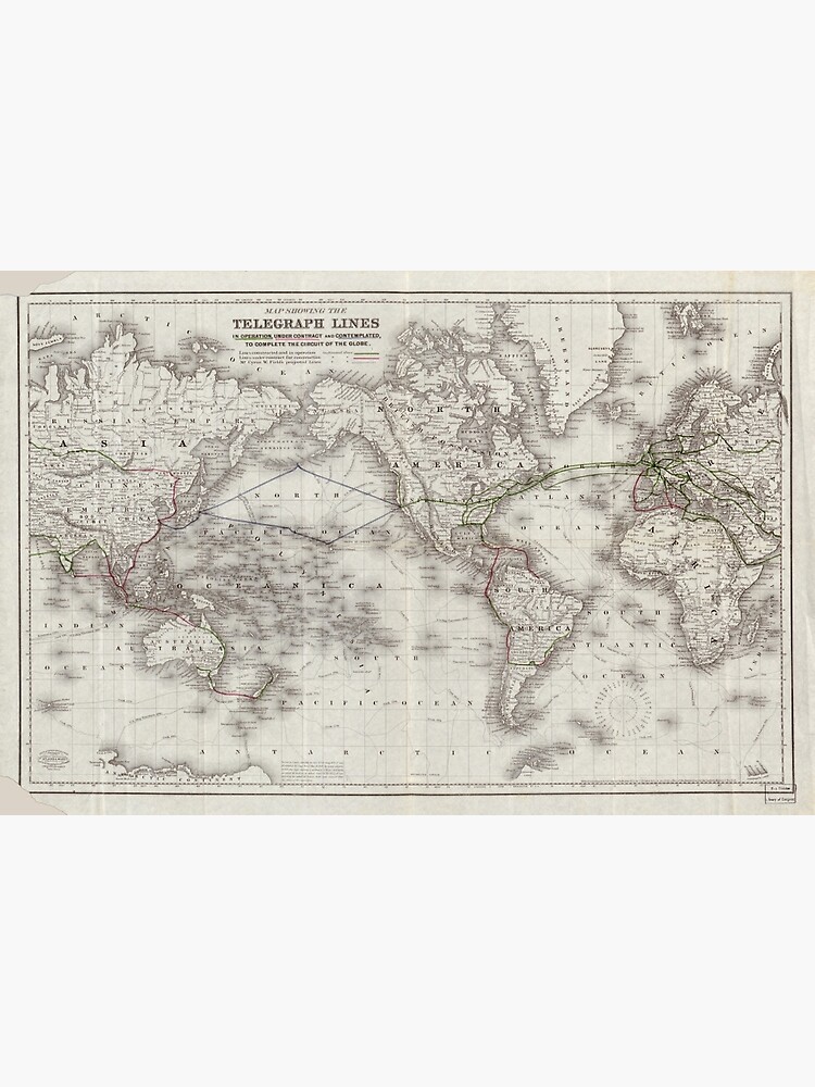 "Vintage World Telegraph Lines Map (1855)" Poster for Sale by ...