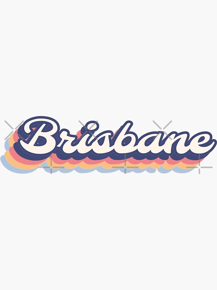 "Brisbane Australia - 70s Retro Vintage Aesthetic Typography" Sticker ...
